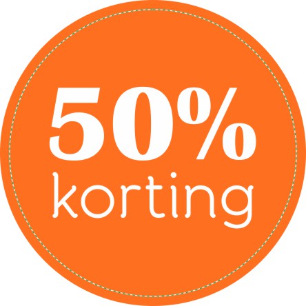 Korting 50% (Sticker) | 123sticker.nl
